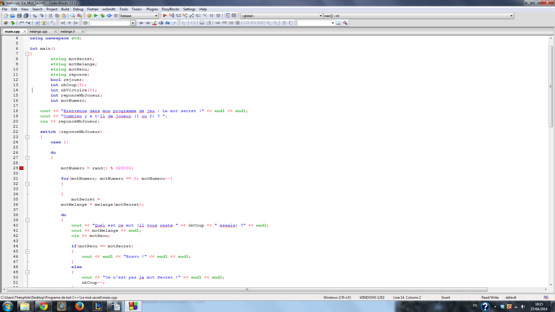 Problème avec l'interface : Code::Blocks. - J'ai des onglets, que je n'arrive plus à ouvrir ...